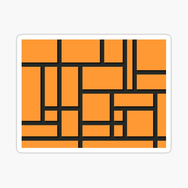 "Orange and Black Rectangular Geometric Block Art Design" Sticker by ...