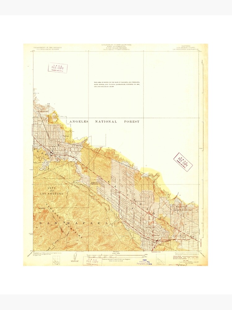 "La Crescenta, CA from 1928 Vintage Map - High Quality" Photographic ...