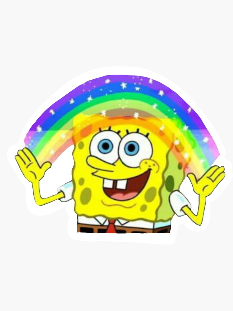 "Spongebob Rainbow Meme" Sticker by rachelwilsson14 | Redbubble