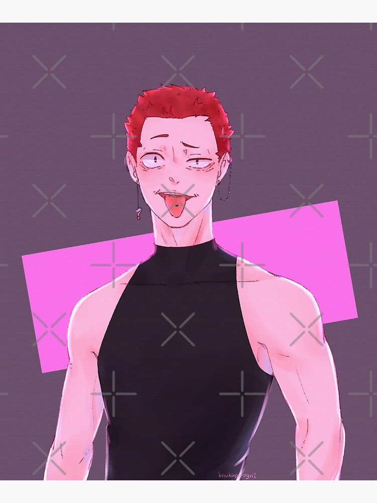 "Glitch Timeskip Pierced Tongue Out Tendou Satori " Art Print for Sale ...