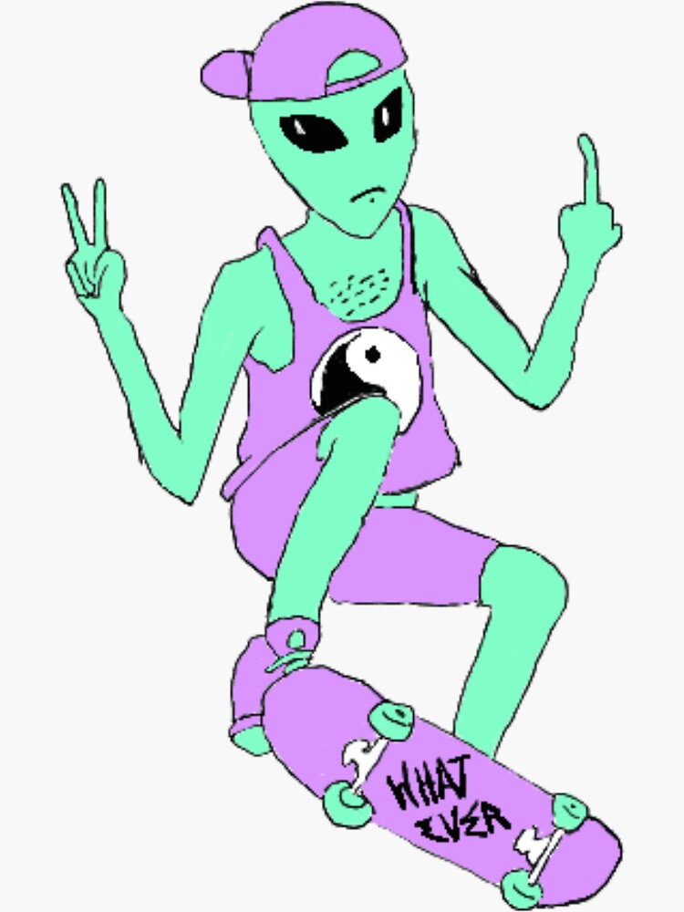 "Alien Skateboarder" Sticker for Sale by shannoncullen | Redbubble