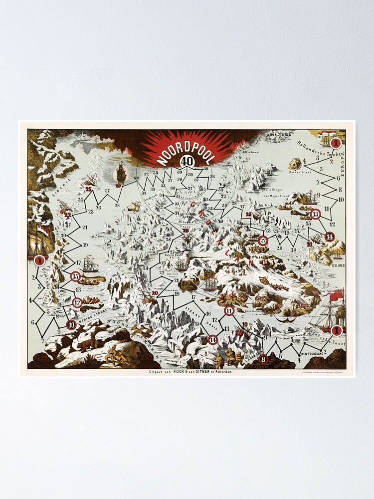 "Vintage Illustrated North Pole Map" Poster for Sale by madeinatlantis ...