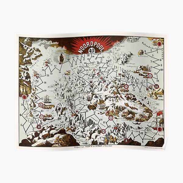 "Vintage Illustrated North Pole Map" Poster for Sale by madeinatlantis ...