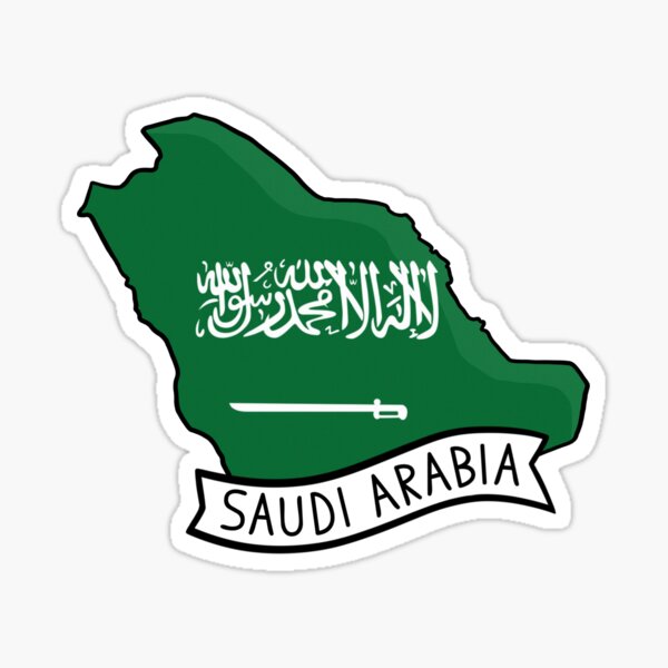 "Saudi Arabia Flag Map Sticker" Sticker by Drawingvild | Redbubble
