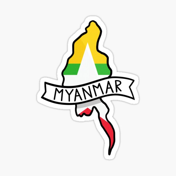 "Myanmar Flag Map Sticker" Sticker by Drawingvild | Redbubble