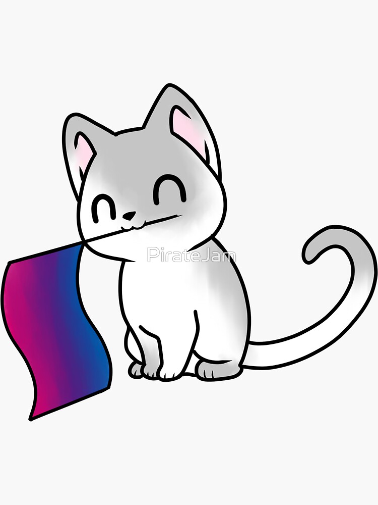 "Bisexual Pride Flag Cat" Sticker by PirateJam | Redbubble