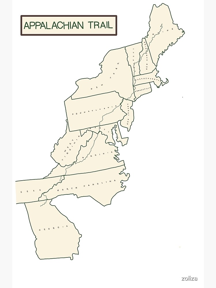 "Appalachian Trail Map" Art Print by zoliza | Redbubble