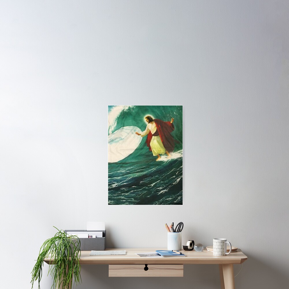 "Surfing Jesus" Poster for Sale by katherinej34 | Redbubble