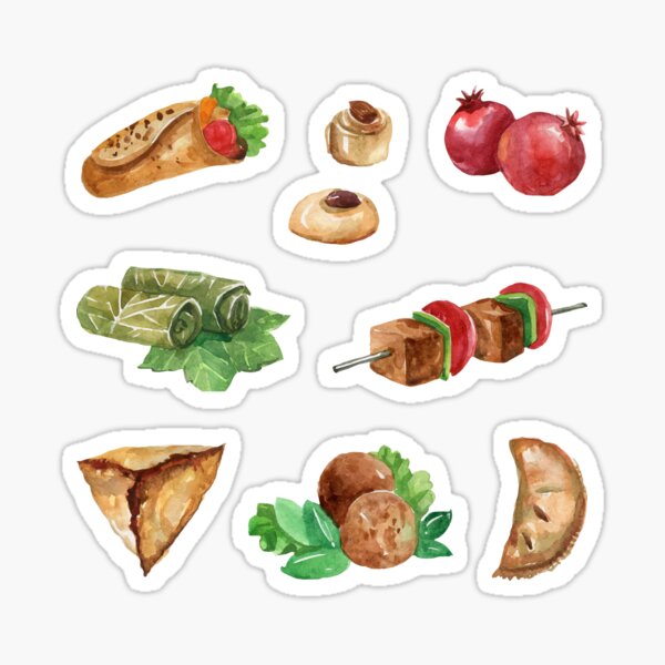 "Variety of Arabic Food" Sticker for Sale by NiftyTrinket | Redbubble