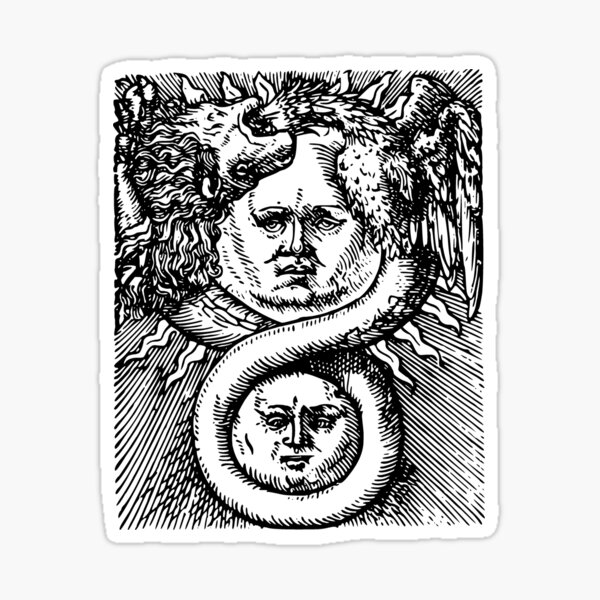 "Alchemical Caduceus Sun Moon Hermetic Mystic Emblem Occult " Sticker ...