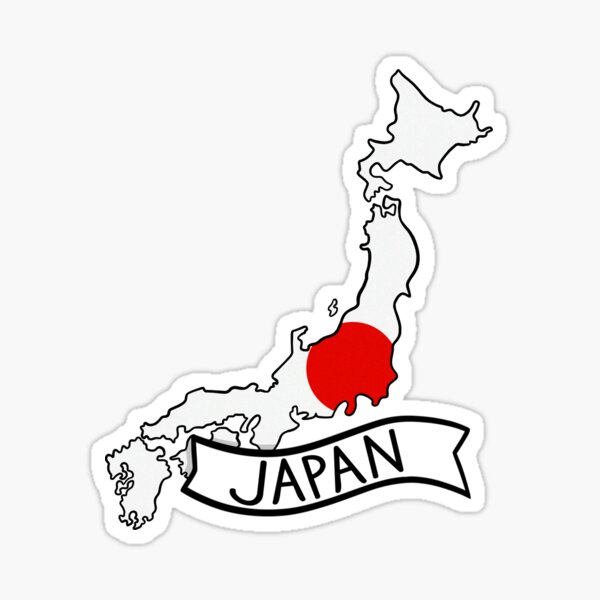 Japan Flag Map Sticker Sticker For Sale By Drawingvild Redbubble