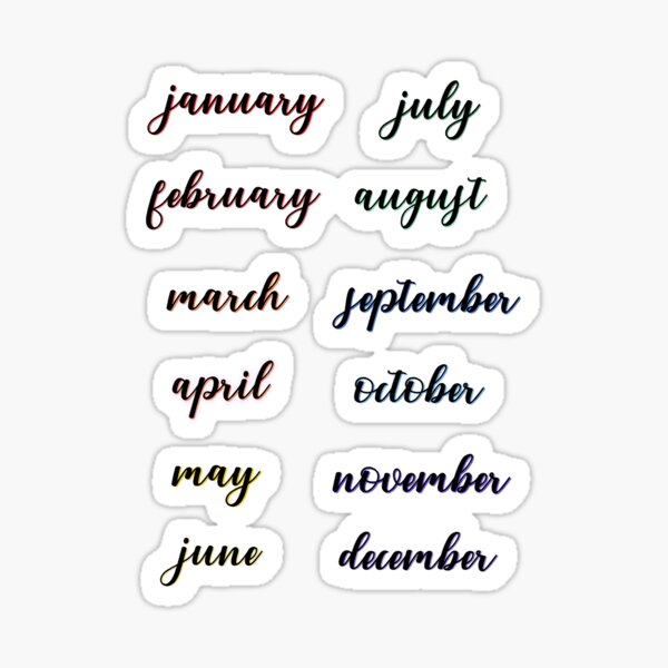 "months of the year sticker pack" Sticker for Sale by eshna | Redbubble