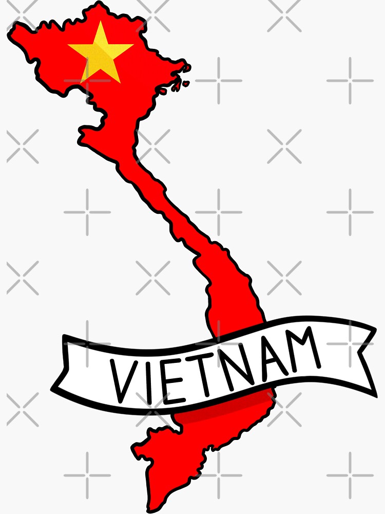 "Vietnam Flag Map Sticker" Sticker for Sale by Drawingvild | Redbubble