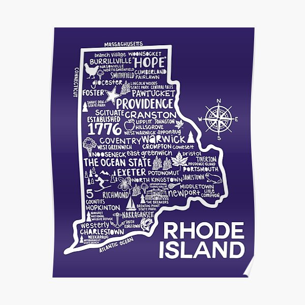 "Rhode Island Map " Poster by fiberandgloss | Redbubble