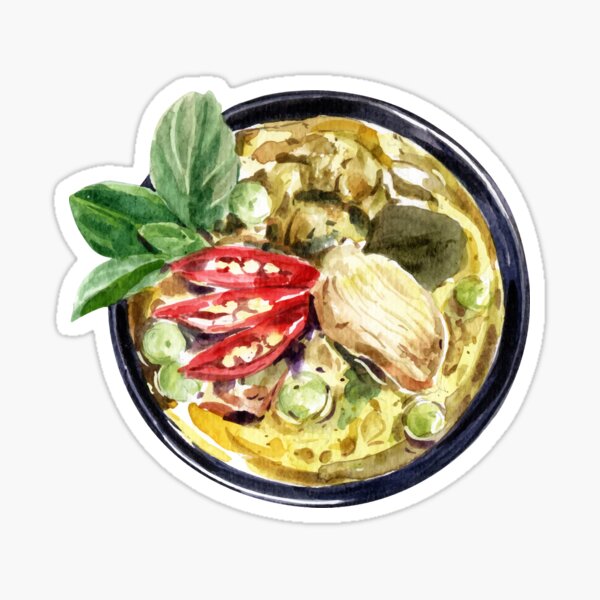 "Thai Green Curry" Sticker by NiftyTrinket | Redbubble