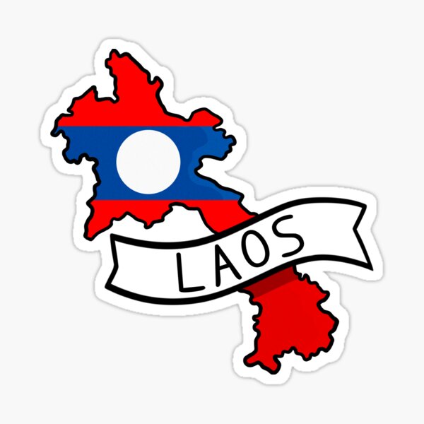 "Laos Flag Map Sticker" Sticker for Sale by Drawingvild | Redbubble