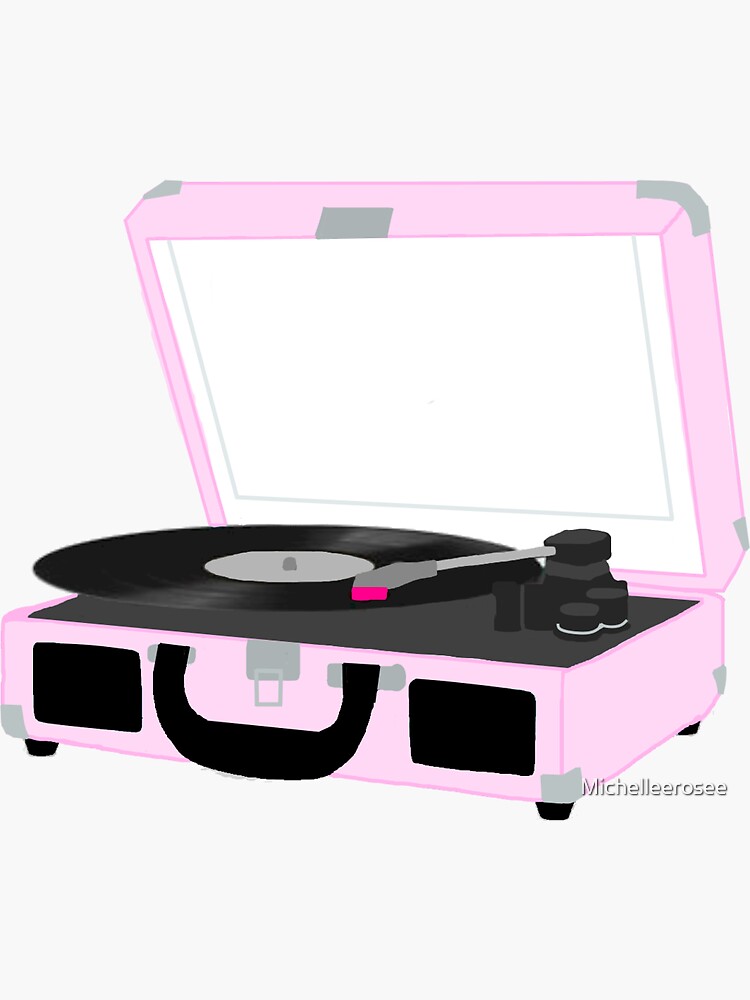 "Pink Record Player" Sticker by Michelleerosee | Redbubble