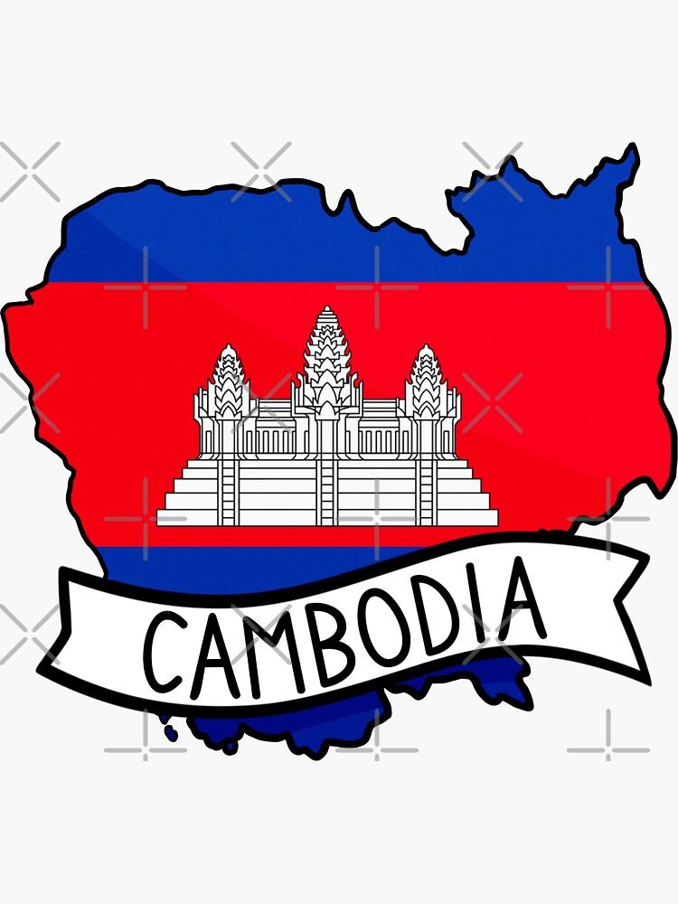 "Cambodia Flag Map Sticker" Sticker for Sale by Drawingvild | Redbubble