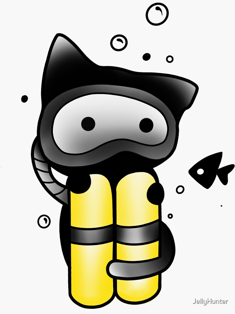 "Scuba Cat" Sticker for Sale by JellyHunter | Redbubble