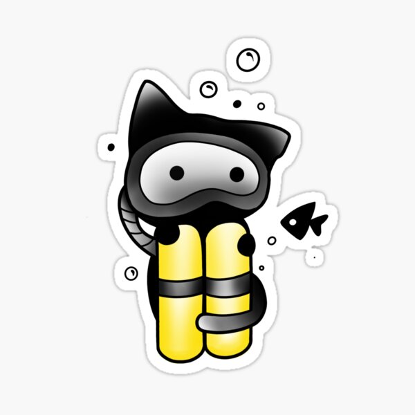 "Scuba Cat" Sticker for Sale by JellyHunter | Redbubble