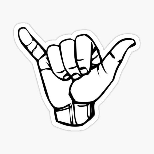 "Black and white shaka hand sticker" Sticker for Sale by shirel18 ...