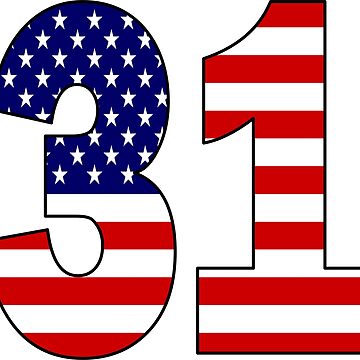 "Number 31 with USA flag on the background" Sticker for Sale by ...