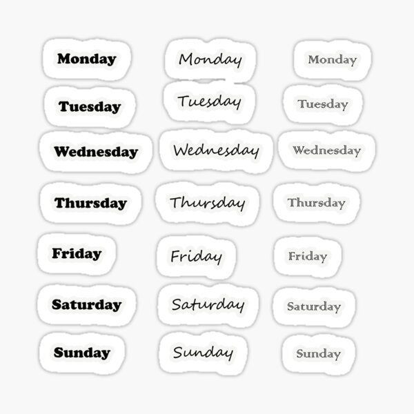 Sticker: Wochentage | Redbubble