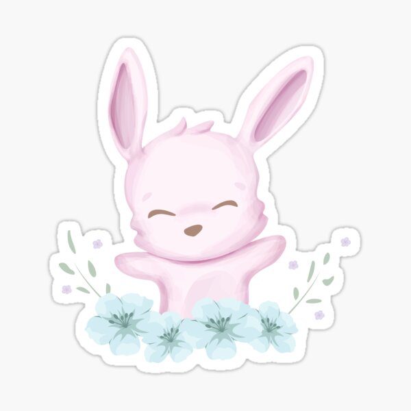 "cute watercolor happy rabbit " Sticker by obada9 | Redbubble