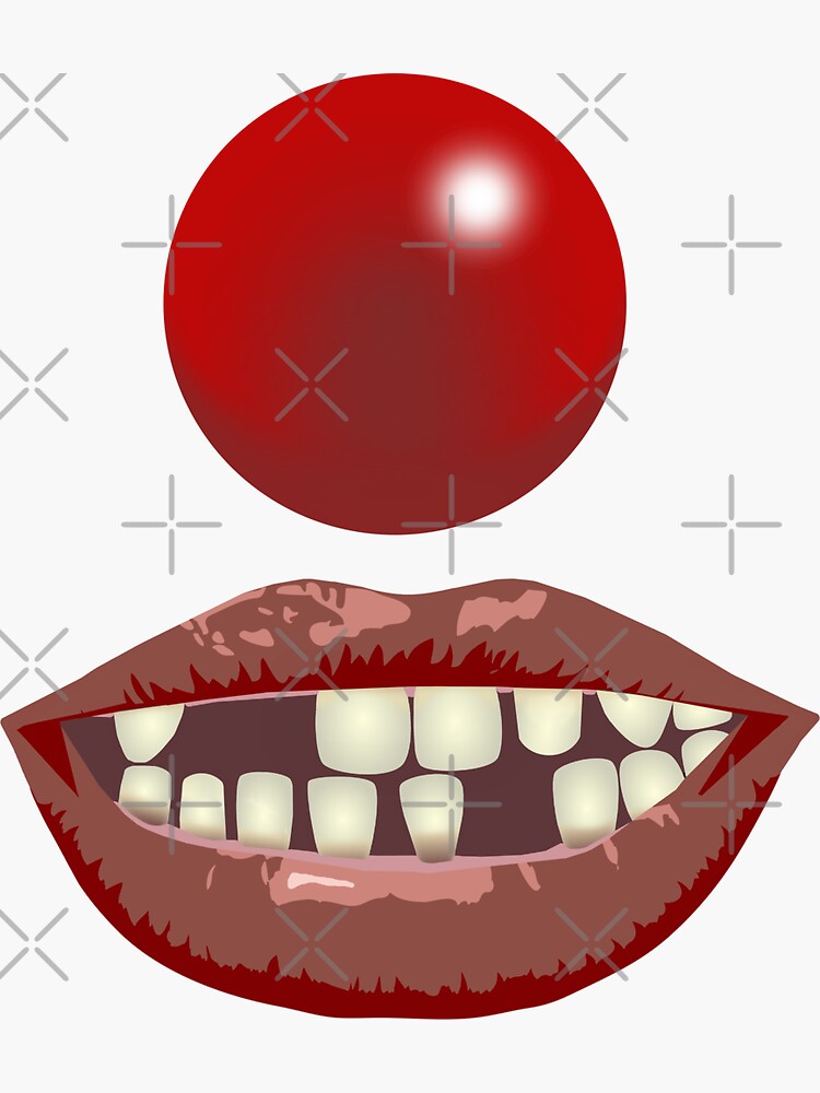 "Funny Clown Mouth Face Mask -- Hillbilly Bad Teeth Mask" Sticker by ...