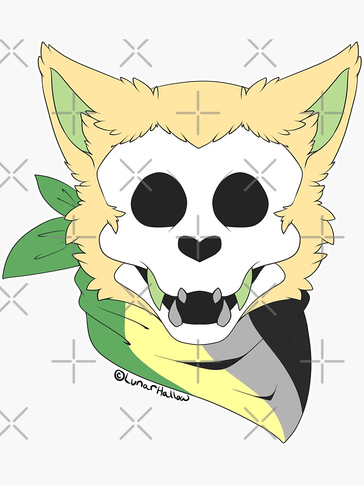"Aro Pride Skull Furry" Sticker by LunarHallow | Redbubble