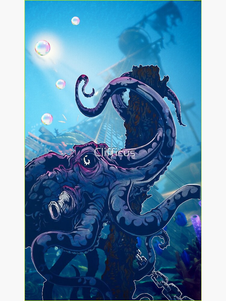 "Giant Purple Octopus" Sticker for Sale by Clifficus | Redbubble