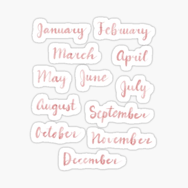 "pink months of the year calligraphy" Sticker for Sale by ostrichg ...