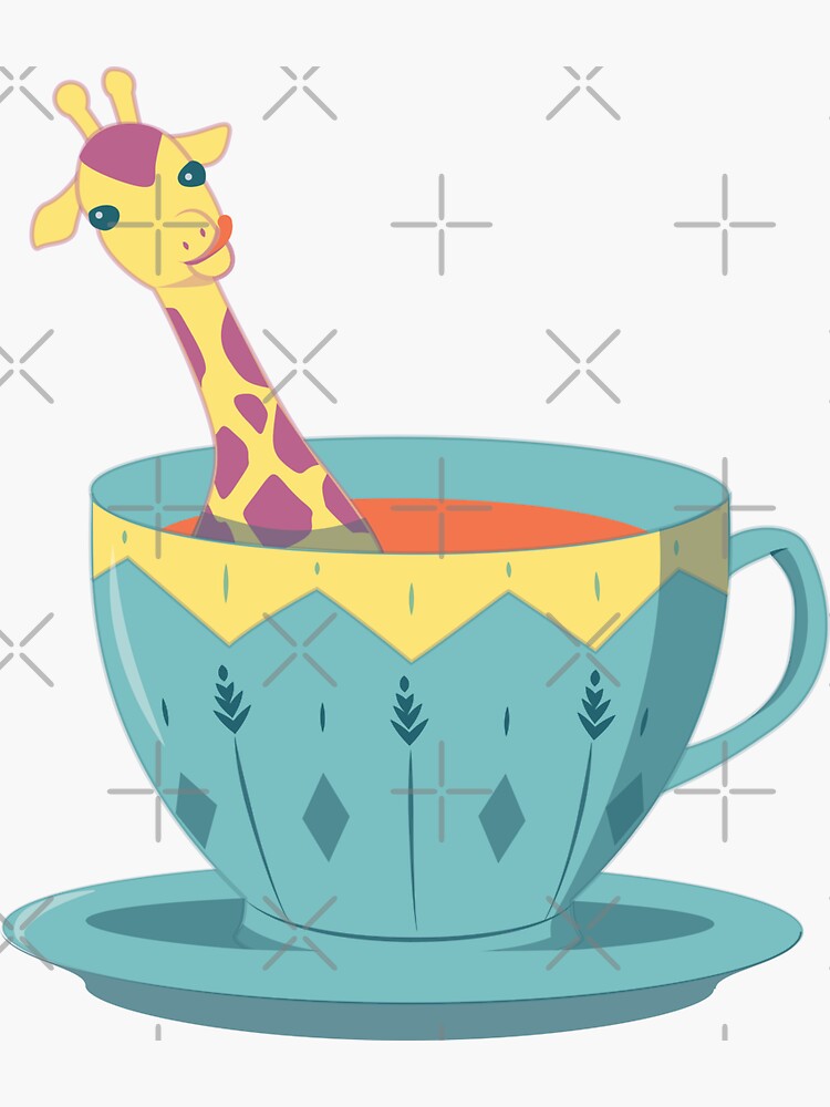"Teacup Giraffe" Sticker for Sale by kjeppson | Redbubble