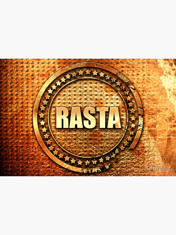 "Rasta Sign Stamped Metal Onto Brown Background Art" Sticker for Sale ...