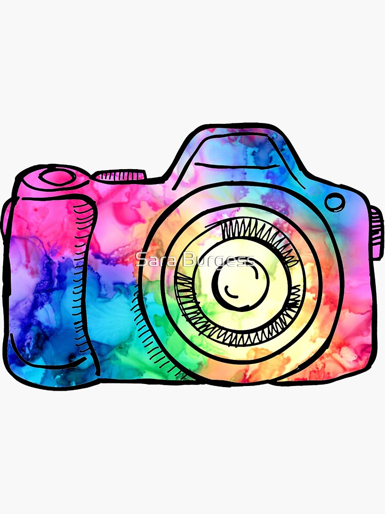 "Watercolor Rainbow Camera" Sticker for Sale by SaraBeeMe | Redbubble