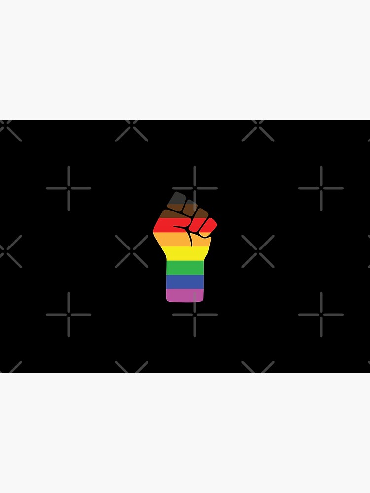 "Inclusive LGBTQ Pride Raised Fist | Gay Pride Flag Rainbow Colors ...