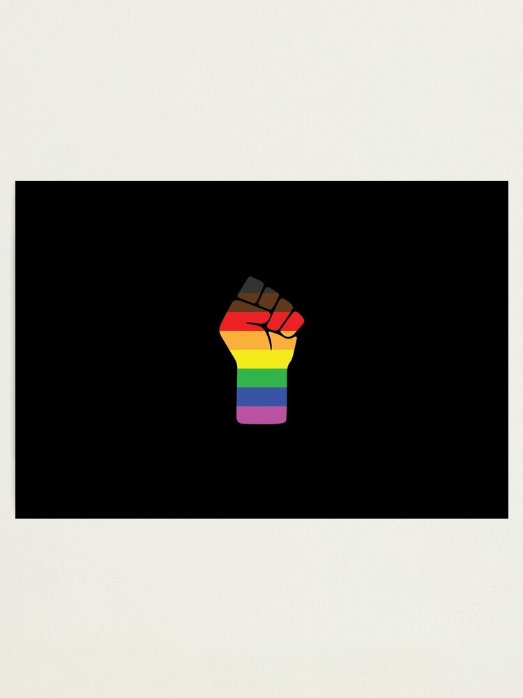 "Inclusive LGBTQ Pride Raised Fist | Gay Pride Flag Rainbow Colors ...