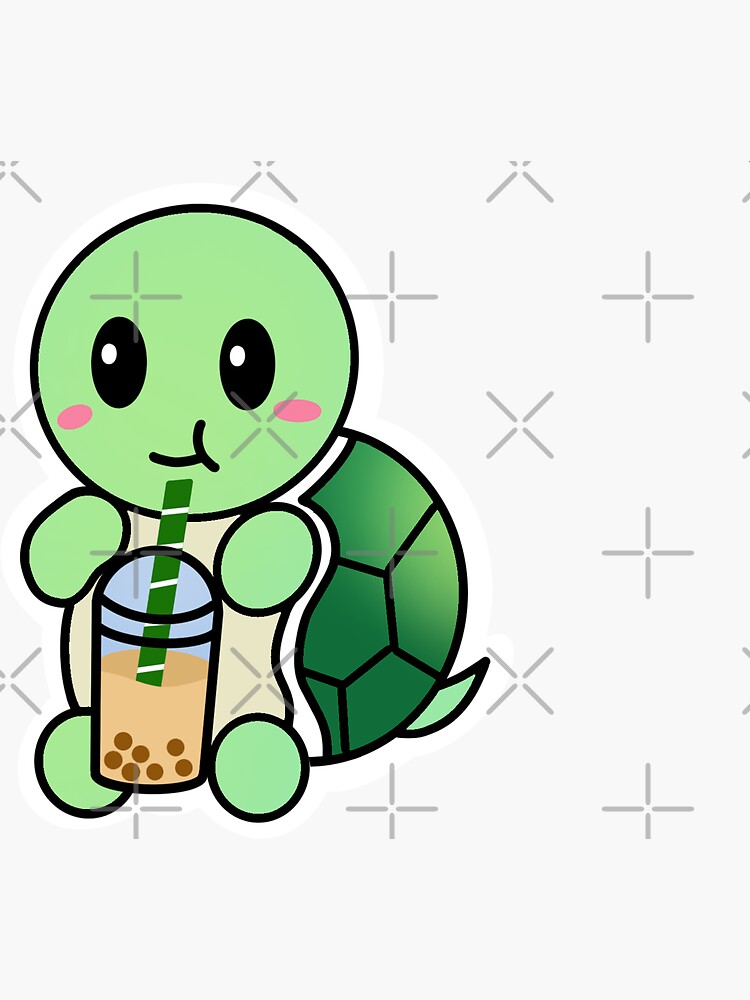 "Turtle Sipping Boba" Sticker for Sale by doodlesbychens | Redbubble