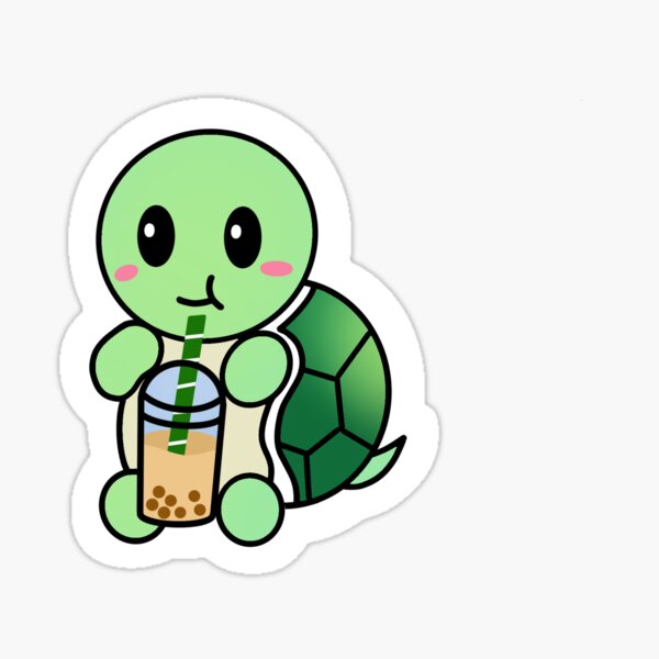 "Turtle Sipping Boba" Sticker for Sale by doodlesbychens | Redbubble