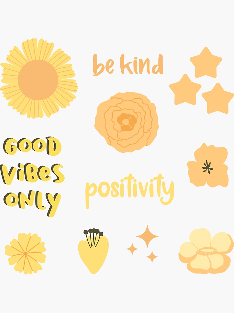 "Good vibes only! Cute sticker pack with kind words to keep your day ...