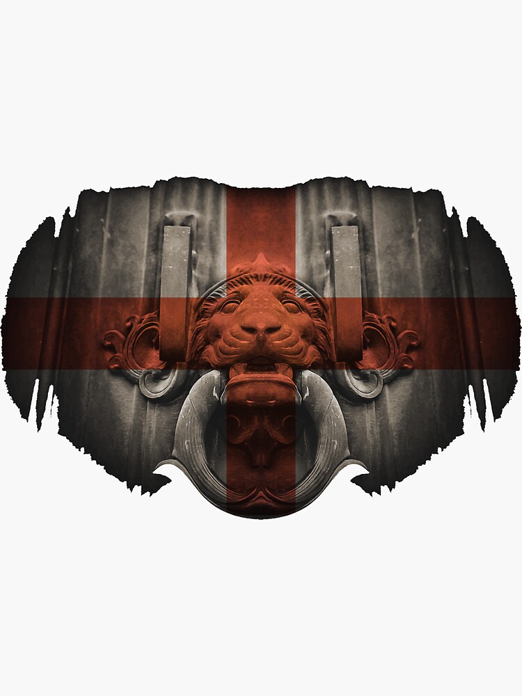 "Lion Head Tee ORIGINAL Patriot Art English Flag" Sticker by Artz ...