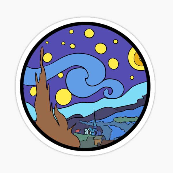 "Simplified Starry Night Circle" Sticker for Sale by pbportfolio ...