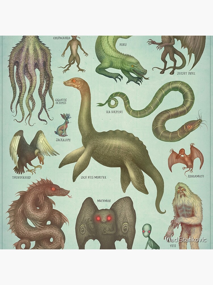"Cryptids - Cryptozoology species" Throw Pillow for Sale by vladimirsart | Redbubble