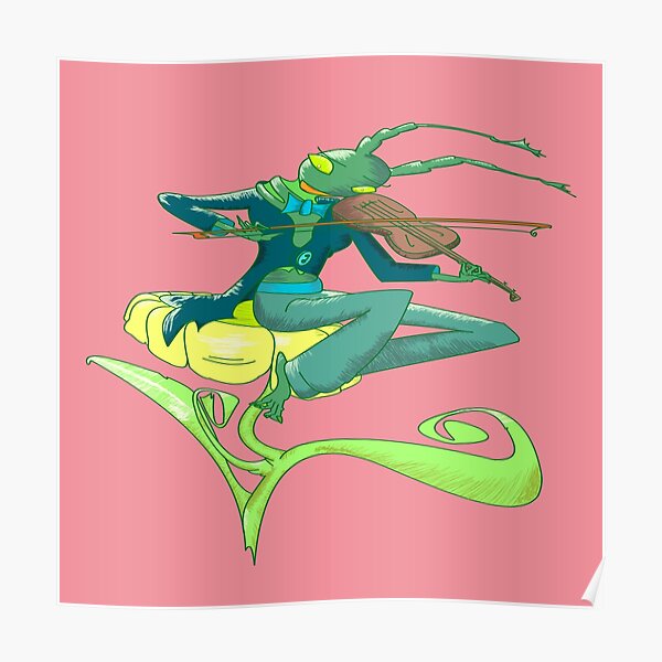 "Cricket playing on violin " Poster for Sale by VladraK | Redbubble