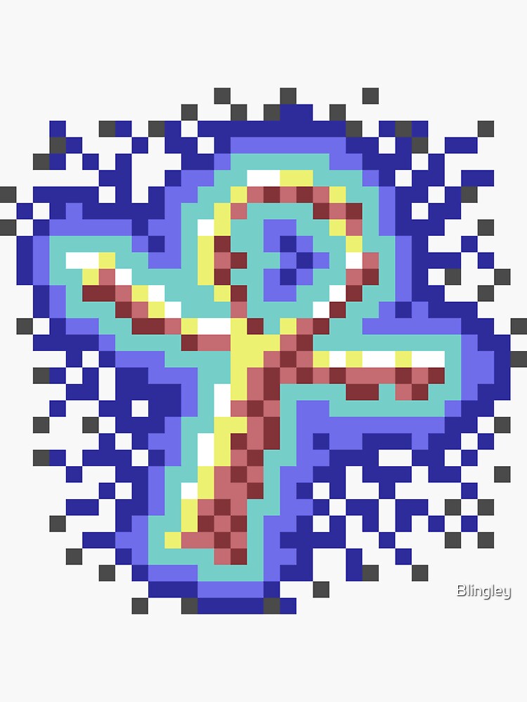 Pegatina «Ankh of Power Retro Videojuego Pixel Art» de Blingley | Redbubble