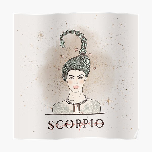 "Scorpio Zodiac Hairstyle Illustration" Poster by EnlightenedChi ...