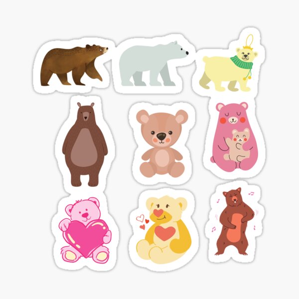 "Bear sticker pack" Sticker for Sale by Raseelvm | Redbubble