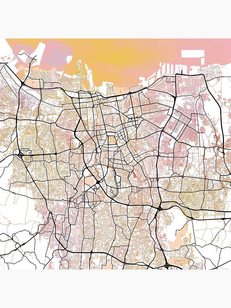 "Jakarta Indonesia Street Map Color" Poster by IvonDesign | Redbubble