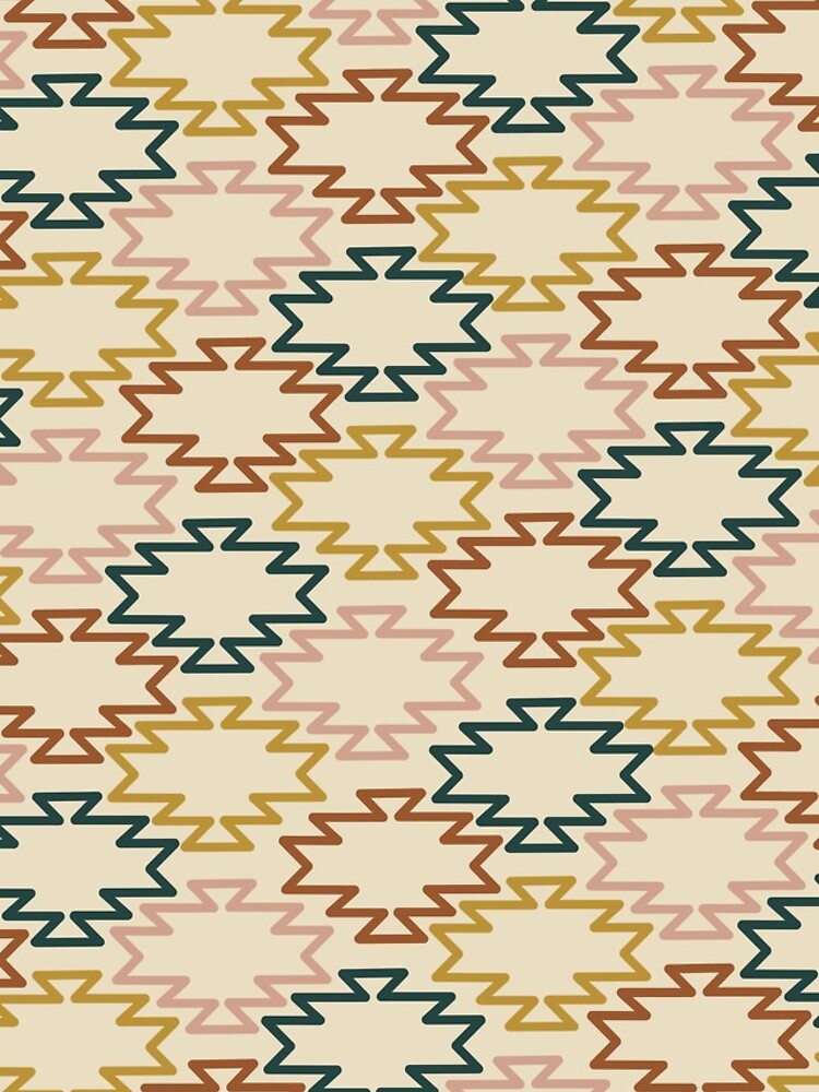 "Southwest Azteca - Minimalist Geometric Pattern in Mustard, Blue, Rust ...
