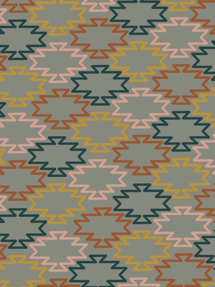 "Southwest Azteca - Minimalist Geometric Pattern in Mustard, Blue, Rust ...